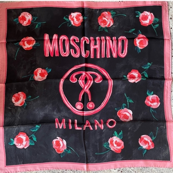 Moschino | Accessories | Nwt Moschino Double Question Mark Floral Silk ...